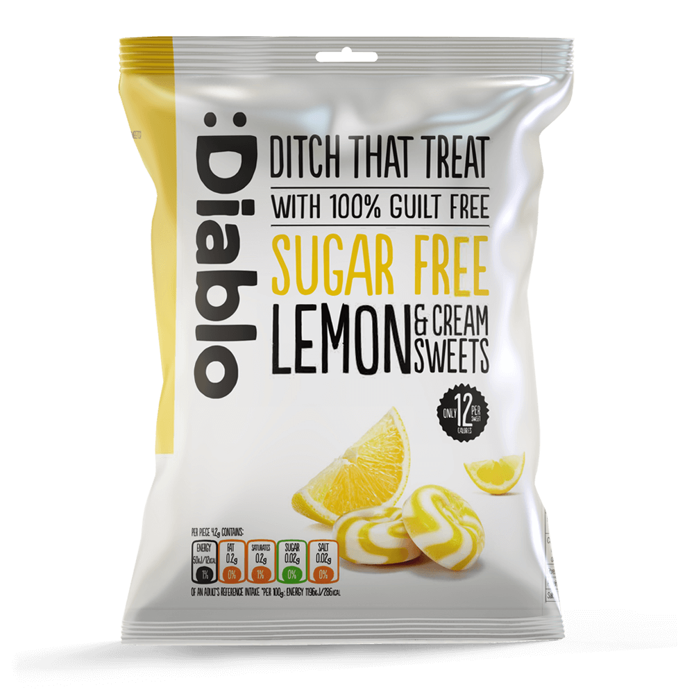 Sockerfria Diablo Lemon and Cream Sweets 75g.